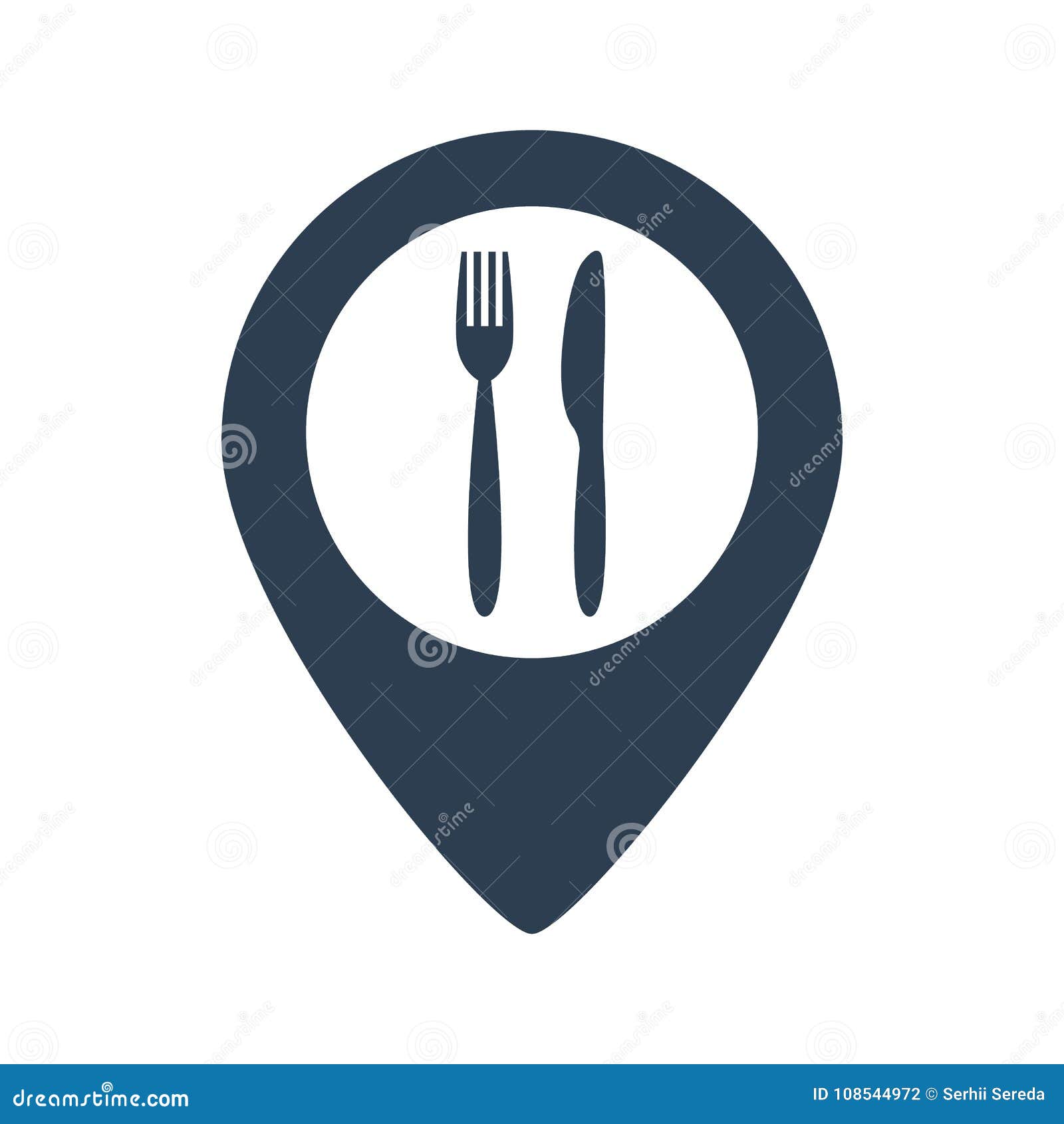 Map Marker Location with Fork and Knife. Stock Illustration ...