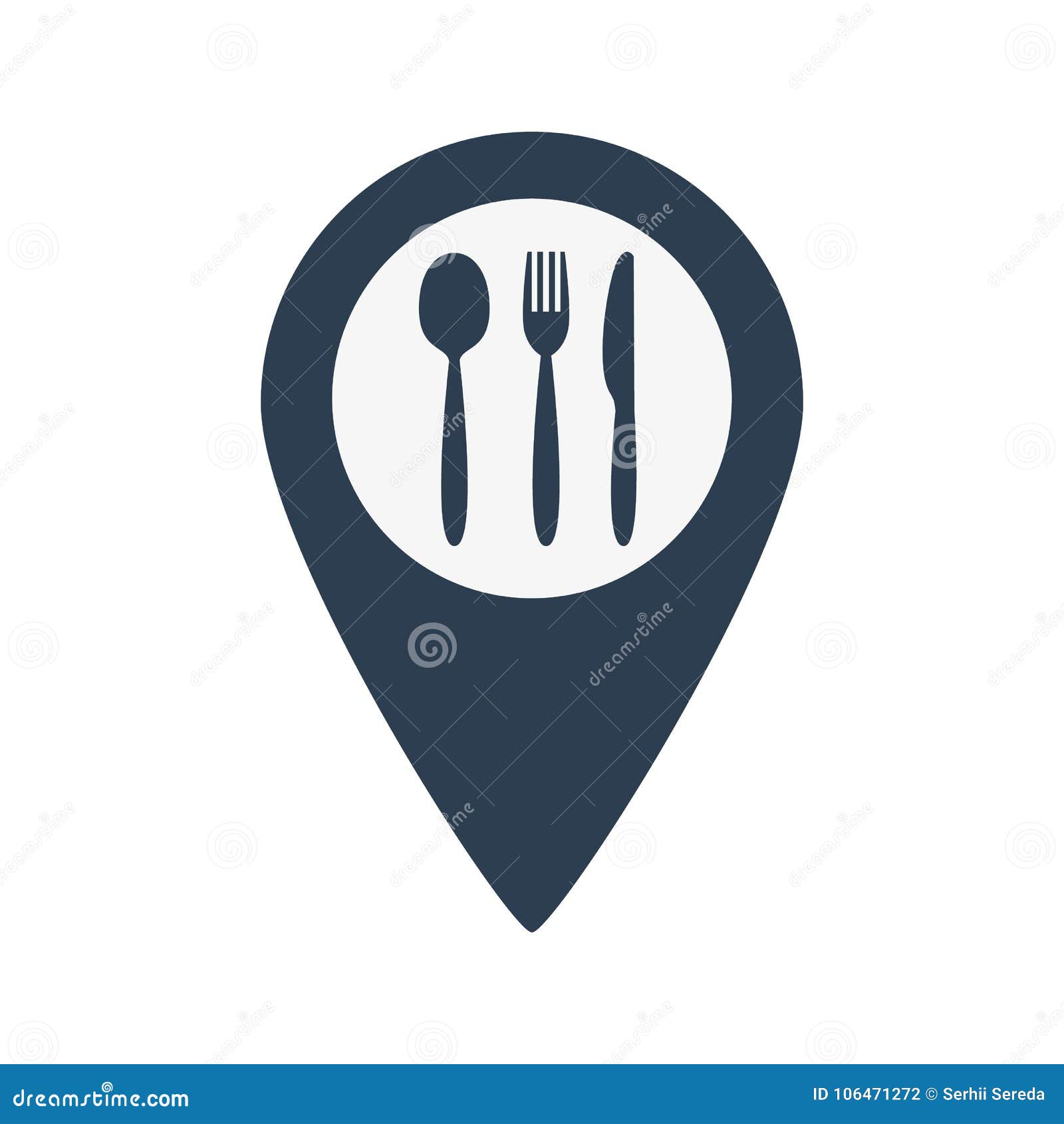 Map Marker Location with Fork Spoon and Knife. Stock Illustration ...