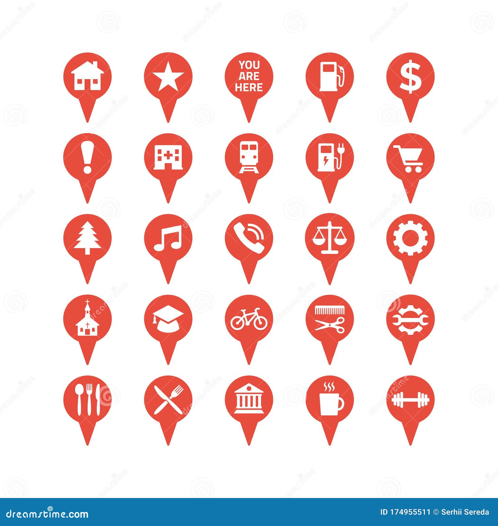 Map Marker Location Set on White Background Stock Illustration ...