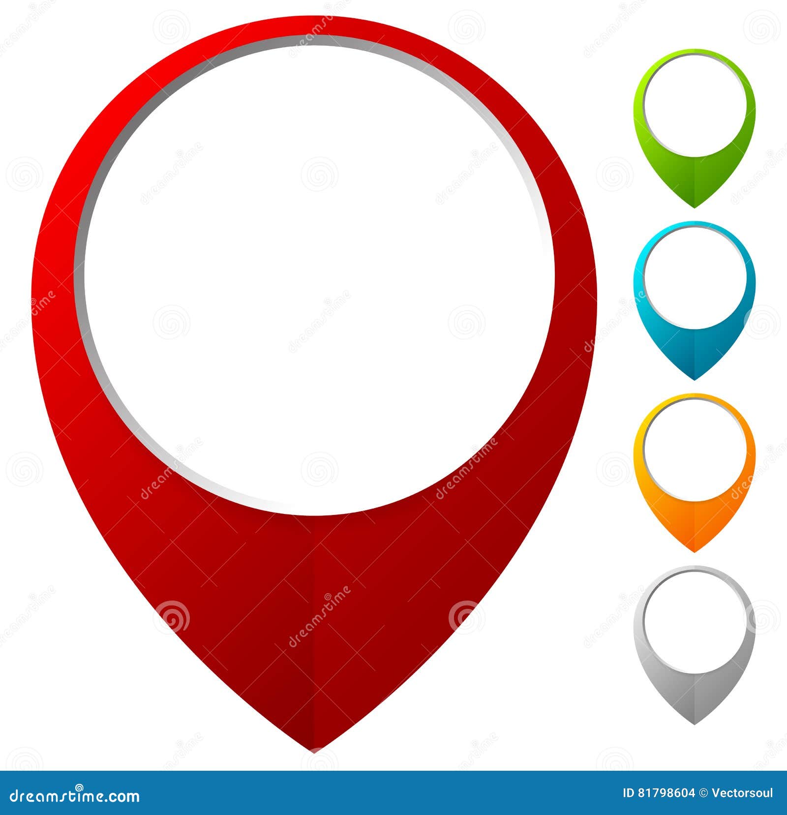 Map Marker, Map Pin Icon in 5 Colors Stock Vector - Illustration of ...