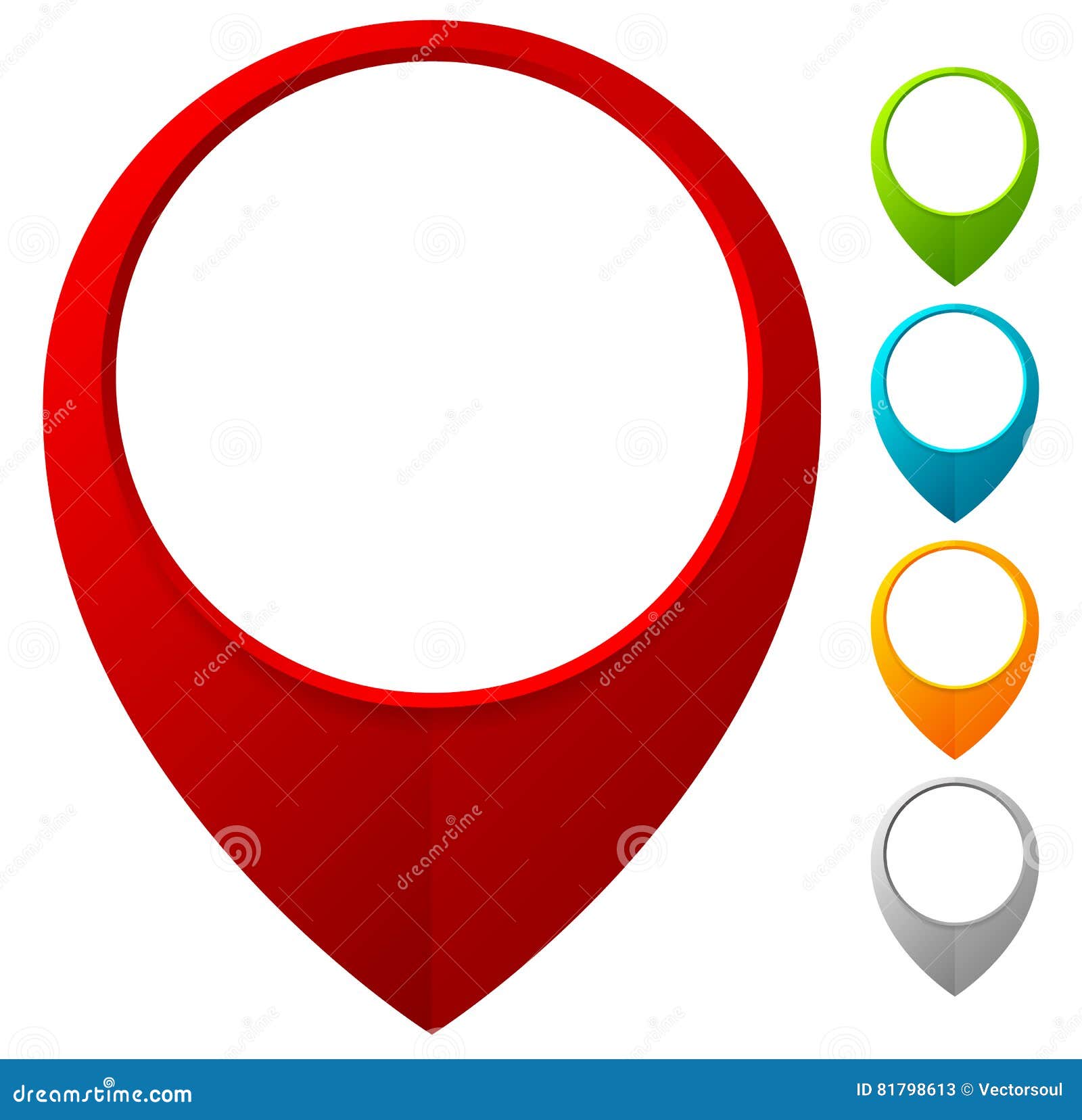 Map Marker, Map Pin Icon in 5 Colors Stock Vector - Illustration of ...