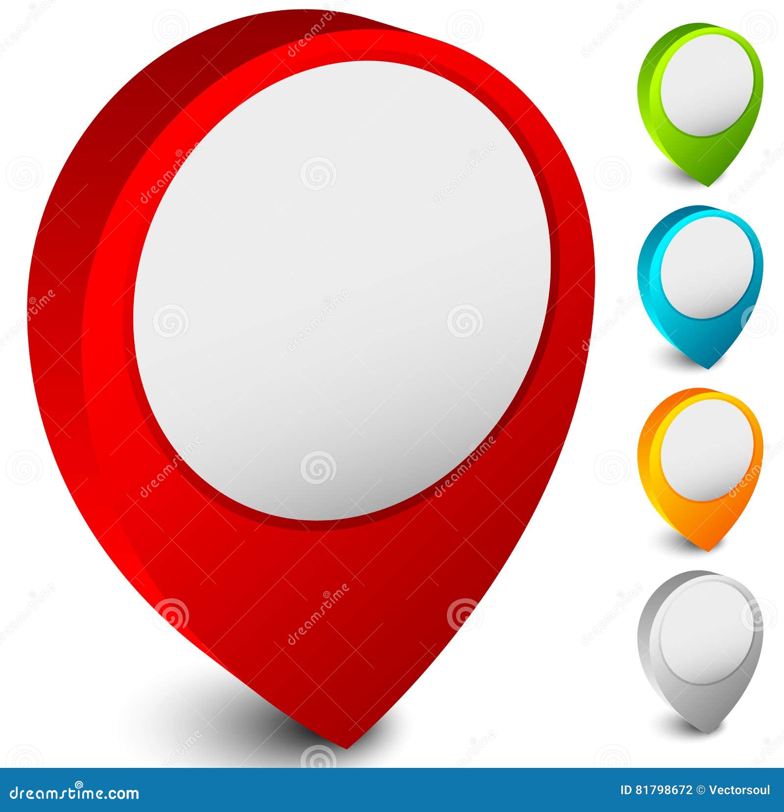 Map Marker, Map Pin Icon in 5 Colors Stock Vector - Illustration of ...