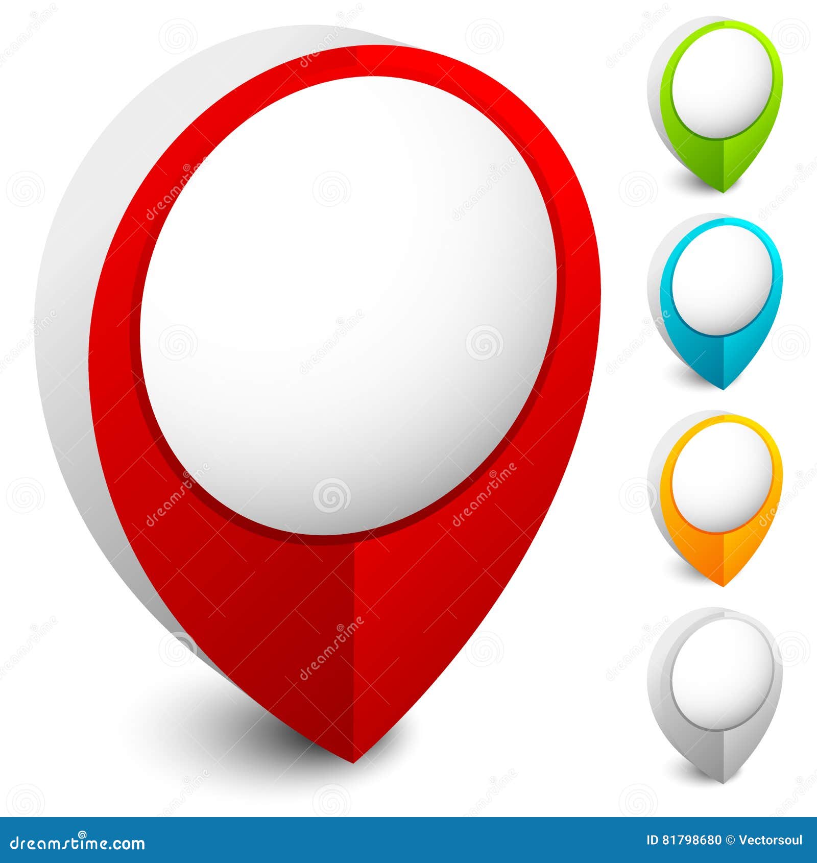 Map Marker, Map Pin Icon in 5 Colors Stock Vector - Illustration of ...