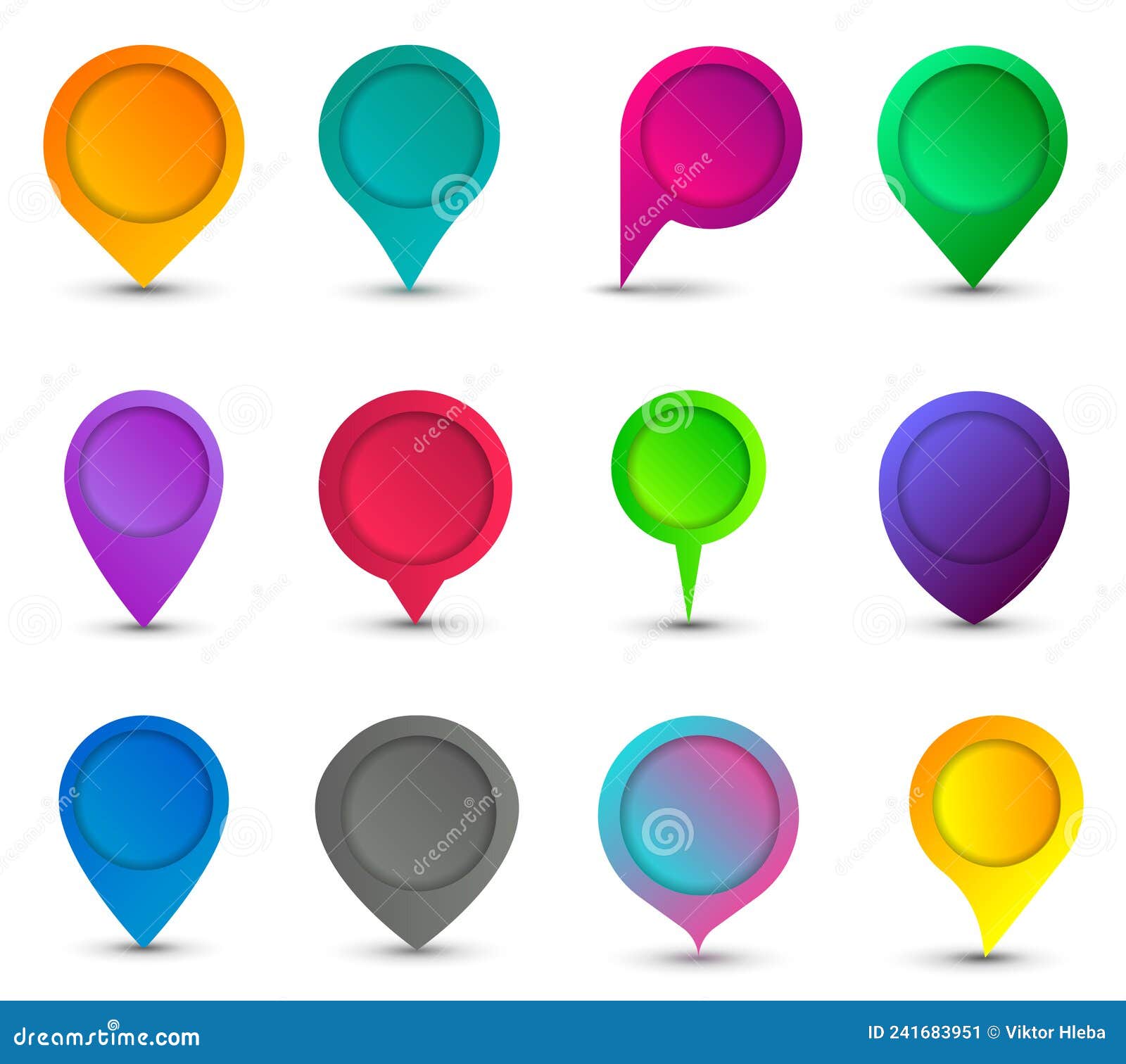 Map Marker, Map Pin Icons. Pointers in Different Colors Stock Vector ...