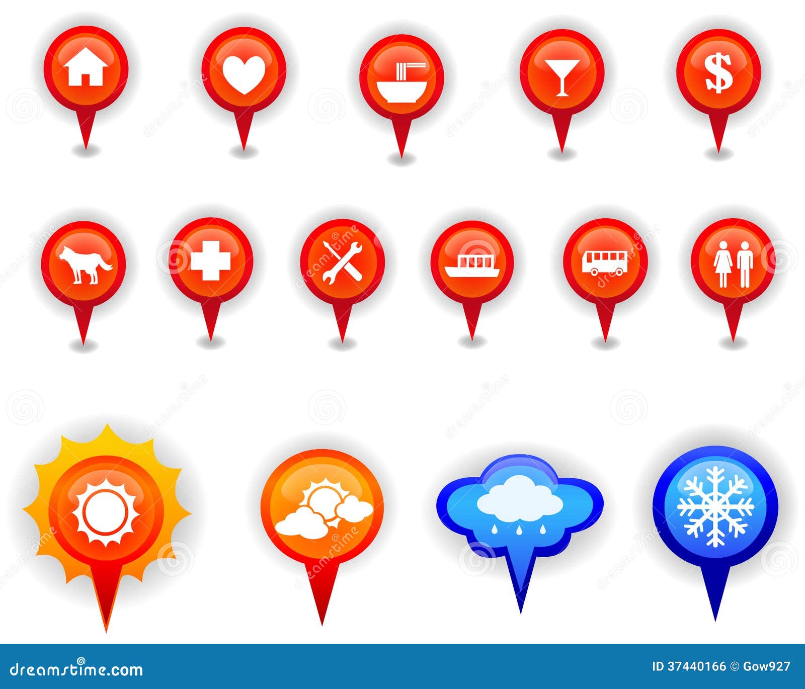 Map Marker and Pin Icons Set in Isolation Stock Vector - Illustration ...