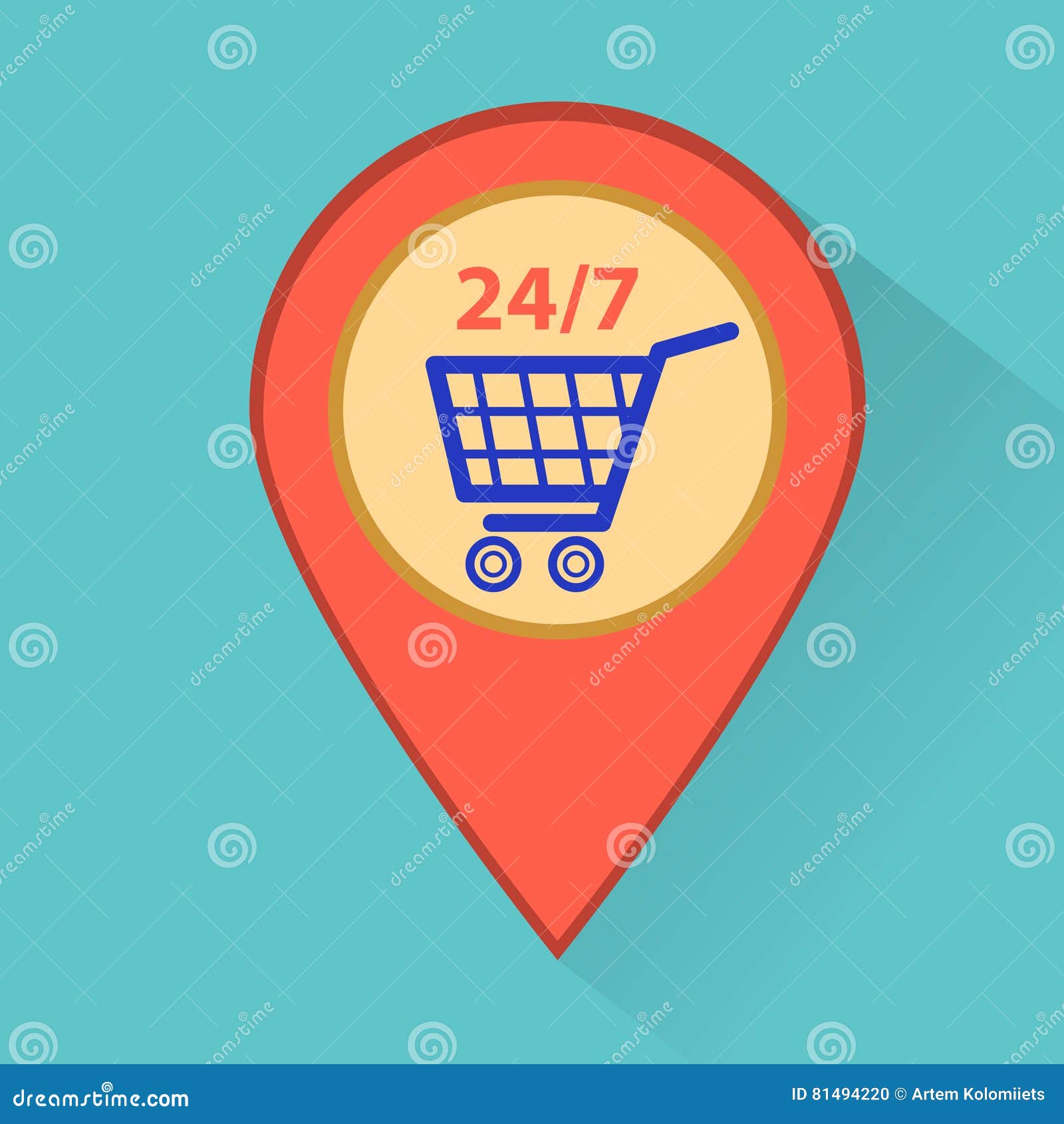 Map Marker with Shopping Cart Icon. Stock Vector - Illustration of ...