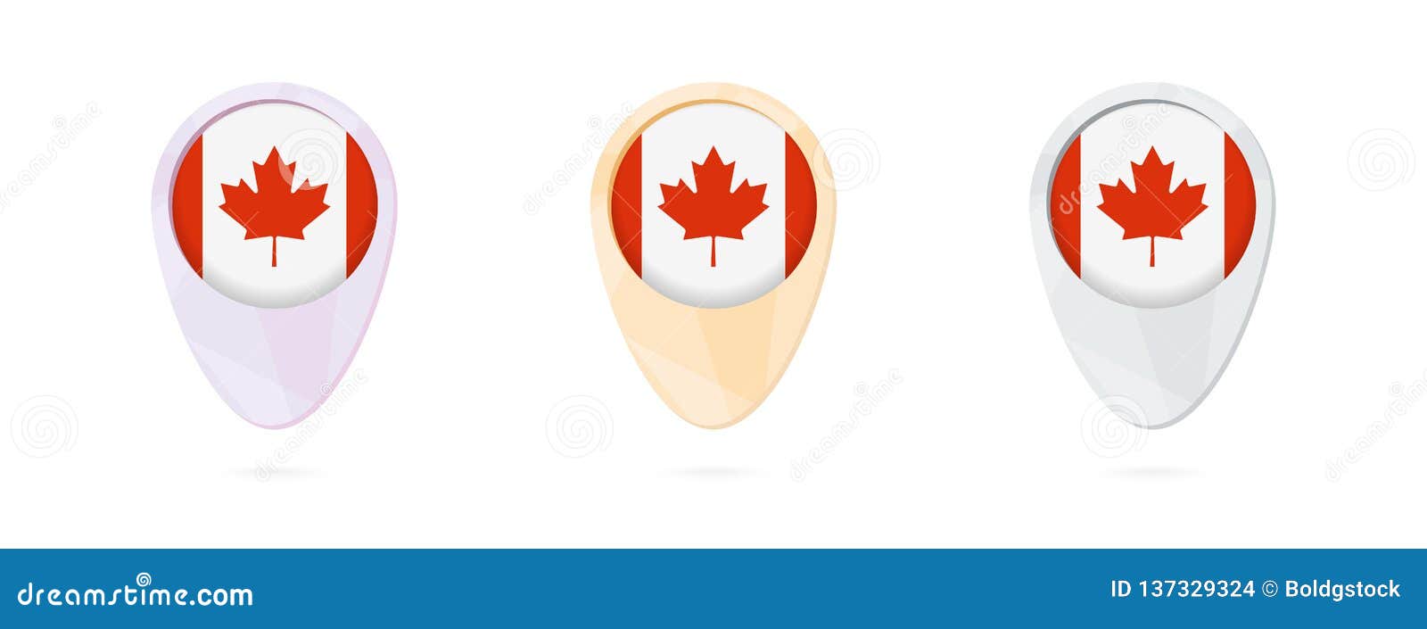 Map Markers with Flag of Canada, 3 Color Versions Stock Vector ...