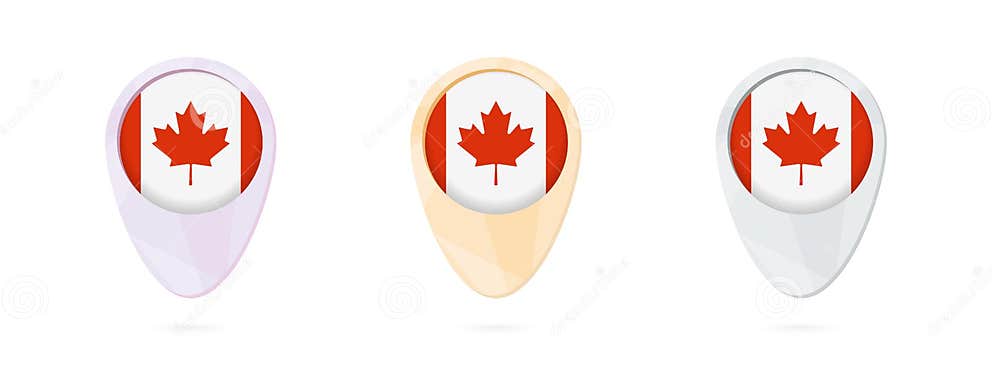 Map Markers with Flag of Canada, 3 Color Versions Stock Vector ...