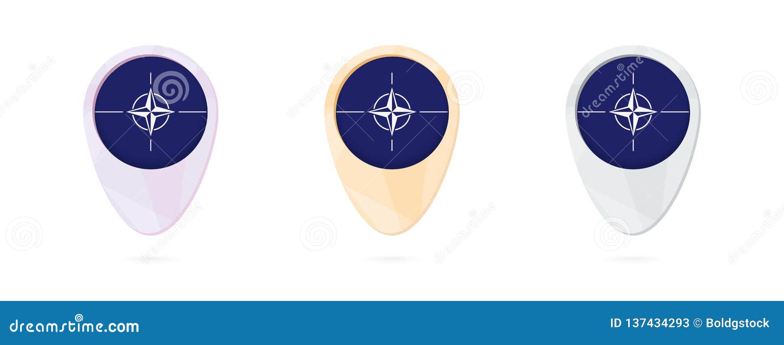 Map Markers with Flag of Nato, 3 Color Versions Stock Vector ...
