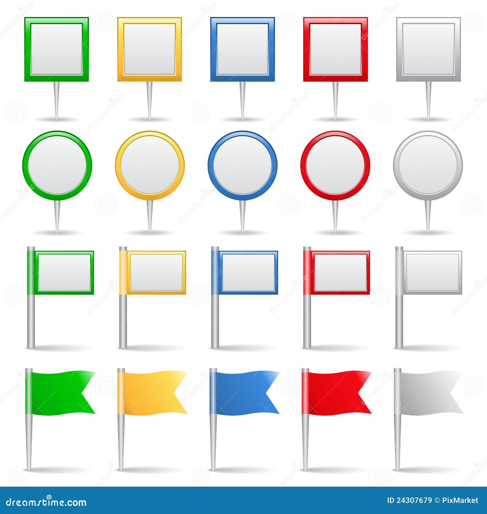Map Markers and Flags stock vector. Illustration of circle - 24307679