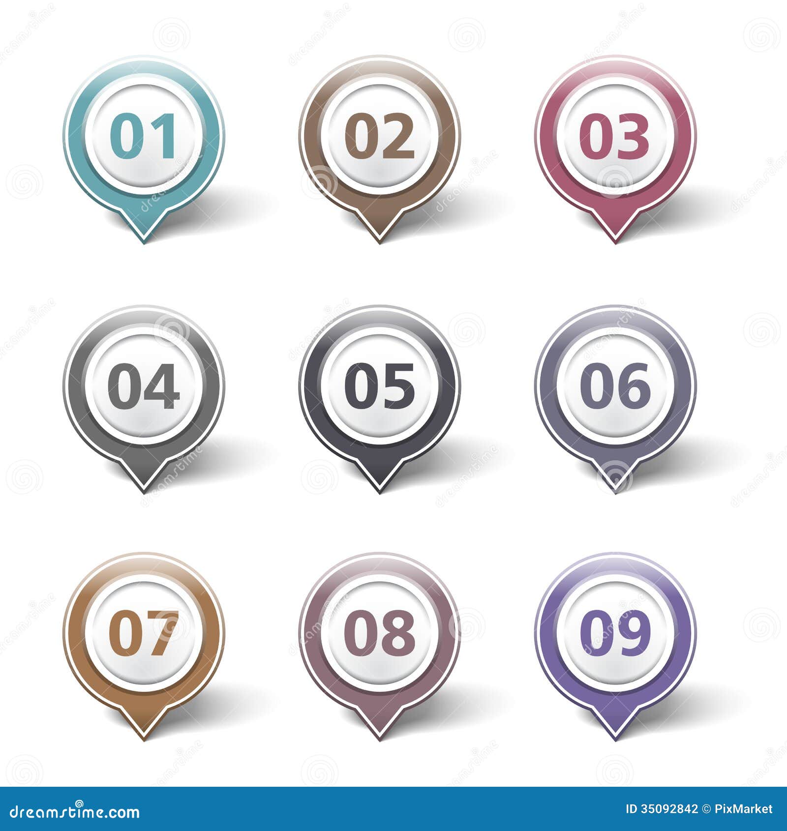 Map Markers with Numbers stock vector. Illustration of marker - 35092842