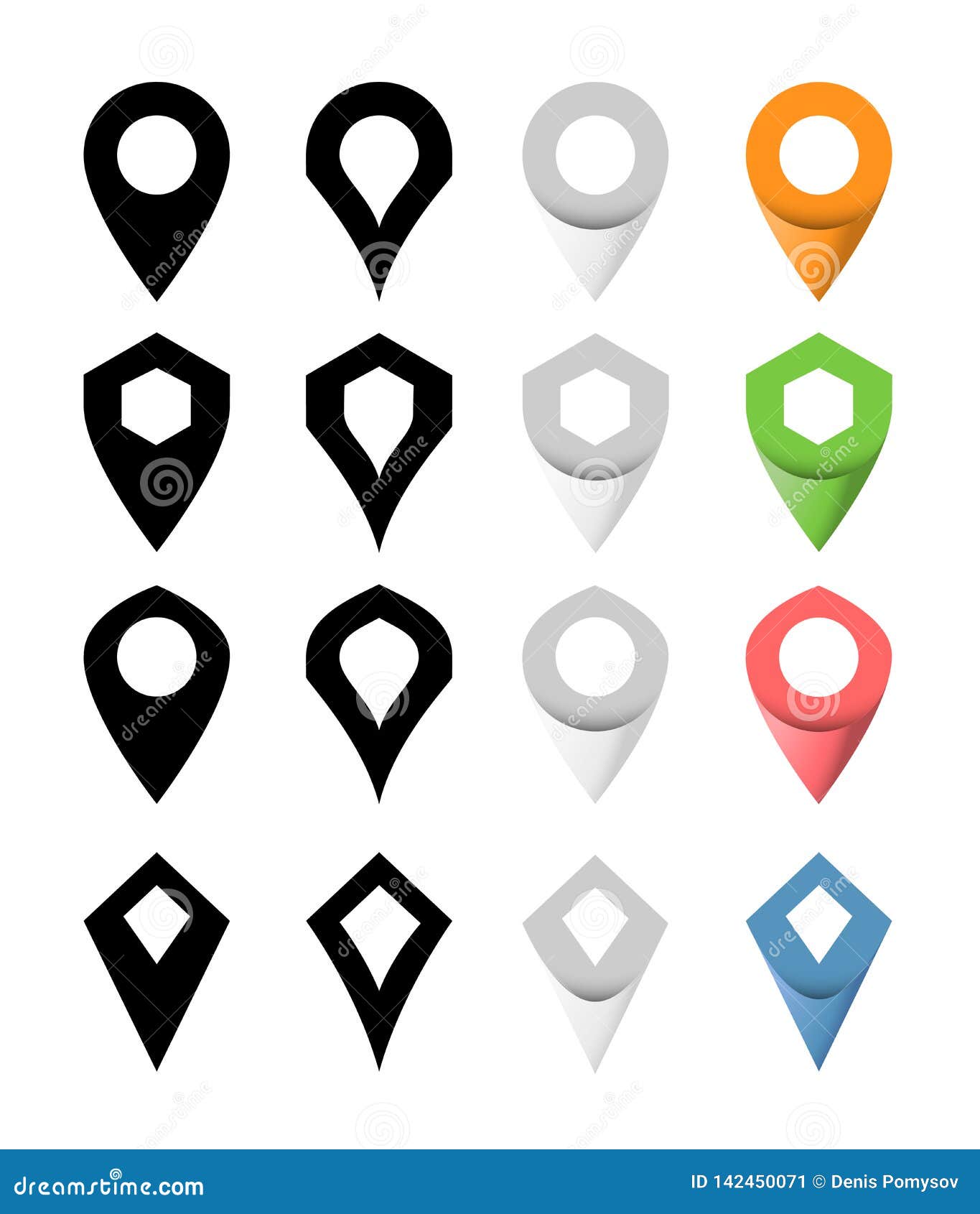 Map Markers Set. Set Map Pin Pointers Stock Vector - Illustration of ...