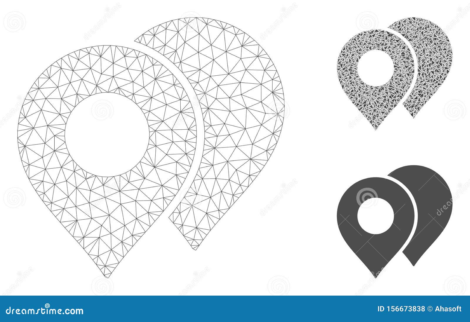 Map Markers Vector Mesh Wire Frame Model and Triangle Mosaic Icon Stock ...