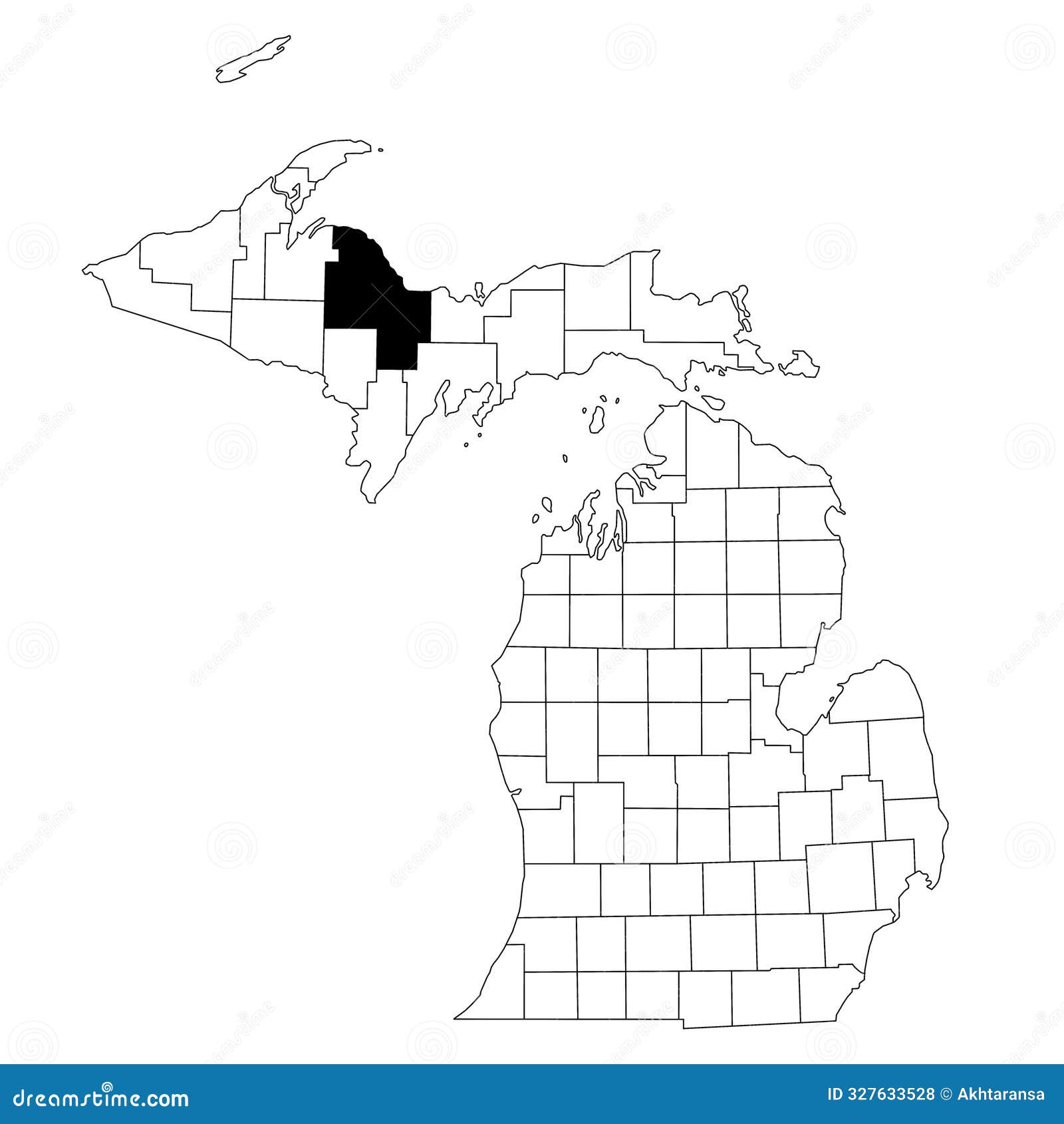 Map of Marquette County in Michigan State on White Background. Single ...