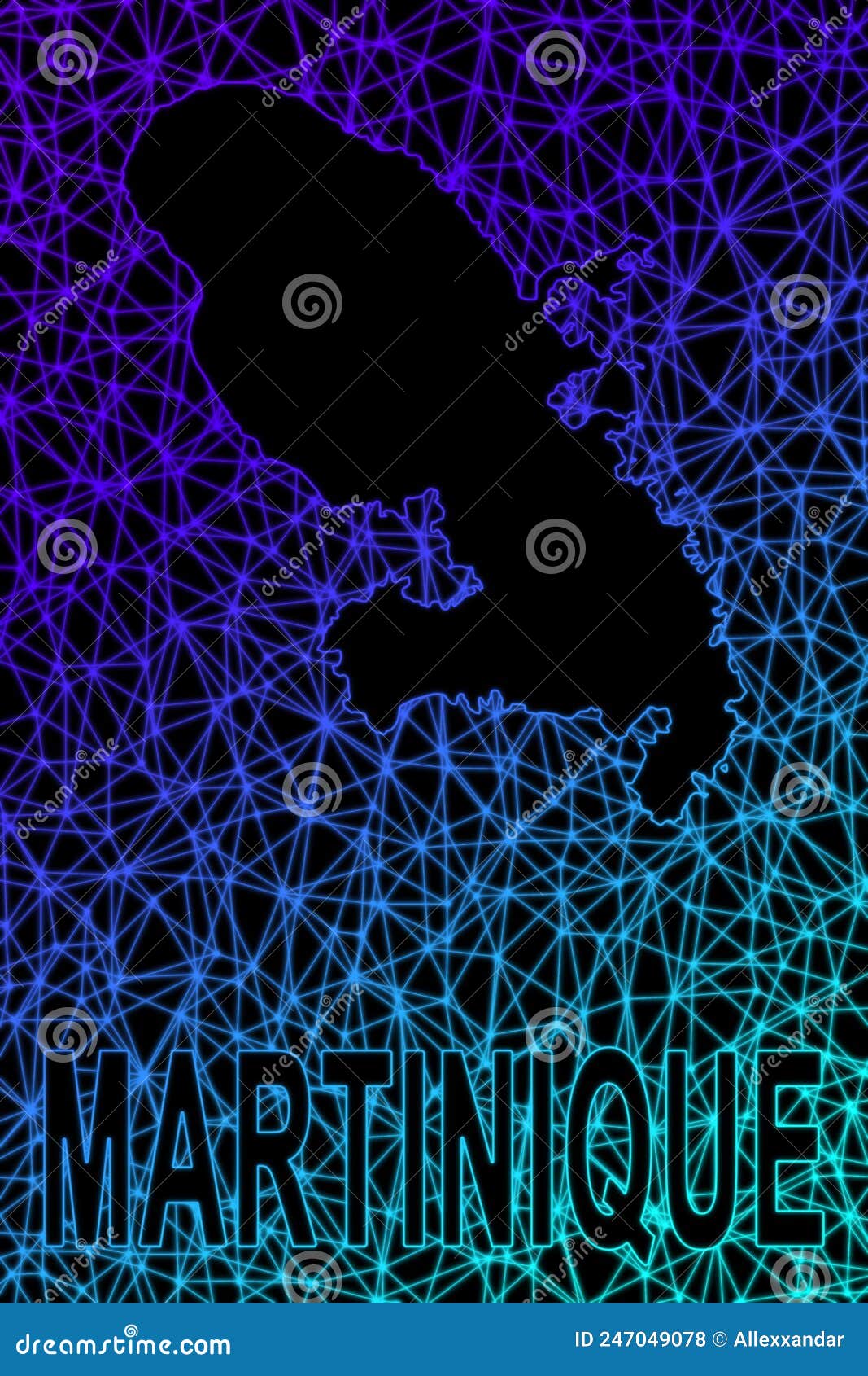 Map Of Martinique, Polygonal Mesh Line Map Stock Photography ...