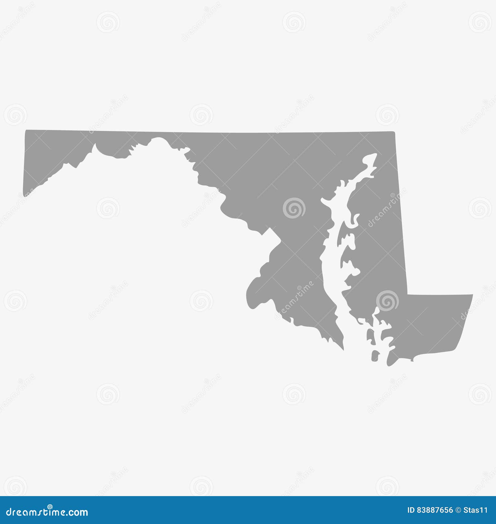 Map of Maryland State in Gray on a White Background Stock Illustration ...