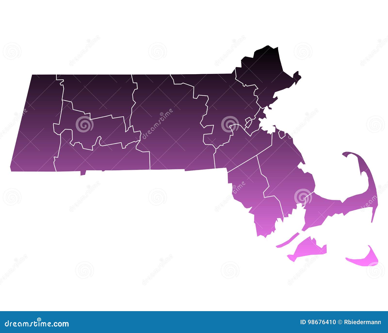 Map of Massachusetts stock vector. Illustration of pink - 98676410
