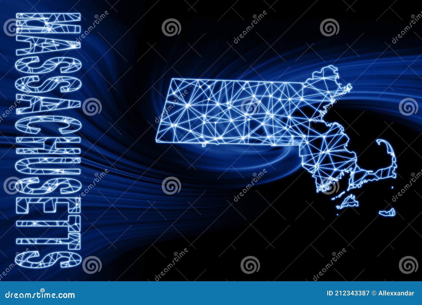 Massachusetts Line Art Map Cartoon Vector | CartoonDealer.com #105386771