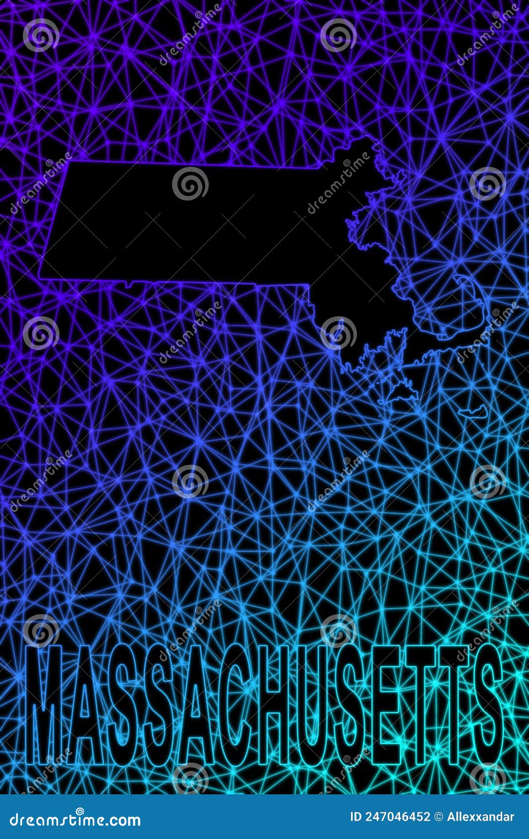 Massachusetts Line Art Map Cartoon Vector | CartoonDealer.com #105386771