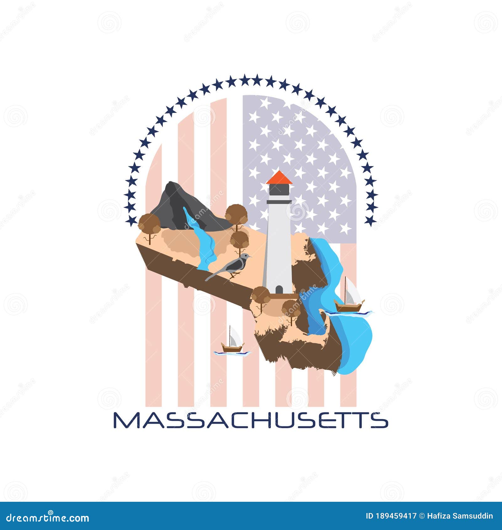 Map of Massachusetts State. Vector Illustration Decorative Design Stock ...
