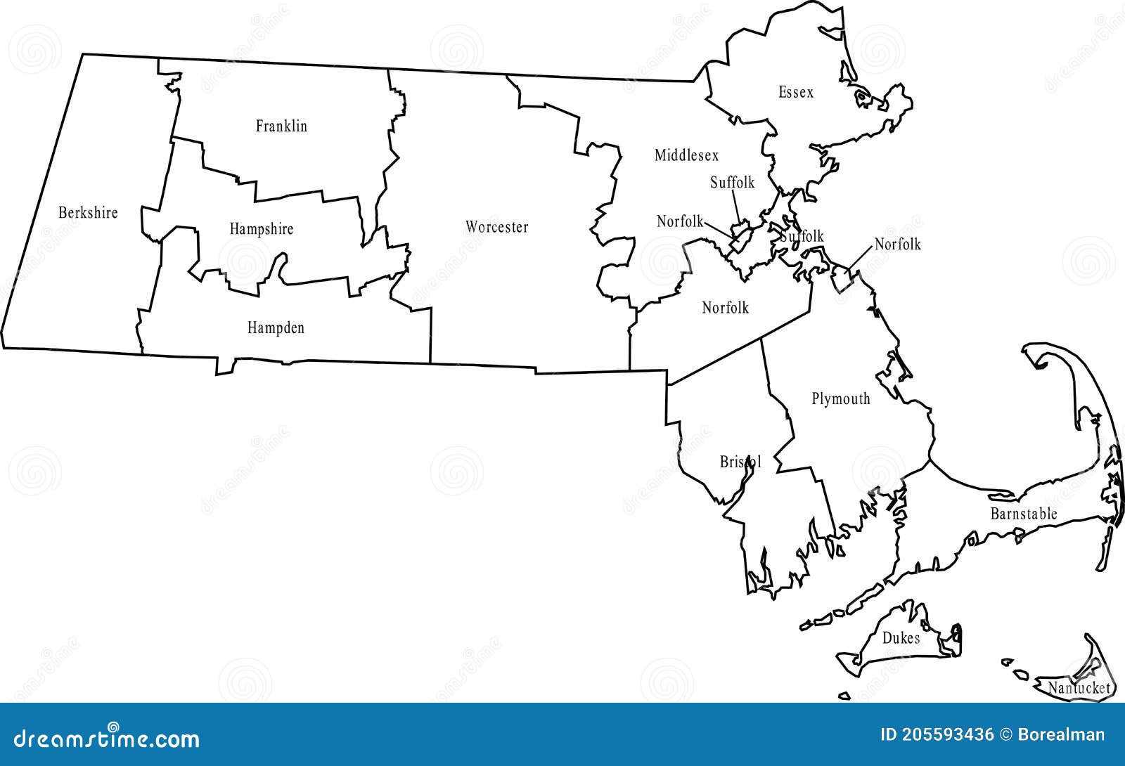 Map of the Massachusetts stock vector. Illustration of united - 205593436