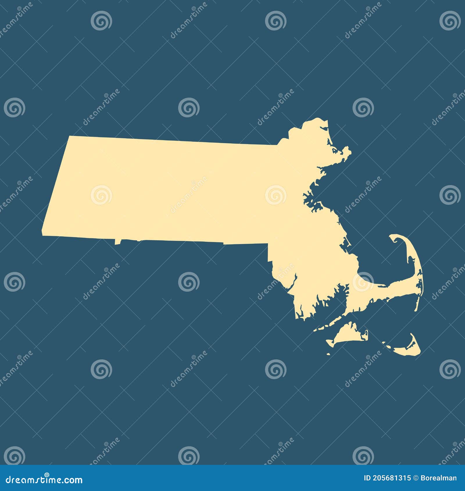 Map of the Massachusetts stock vector. Illustration of travel - 205681315