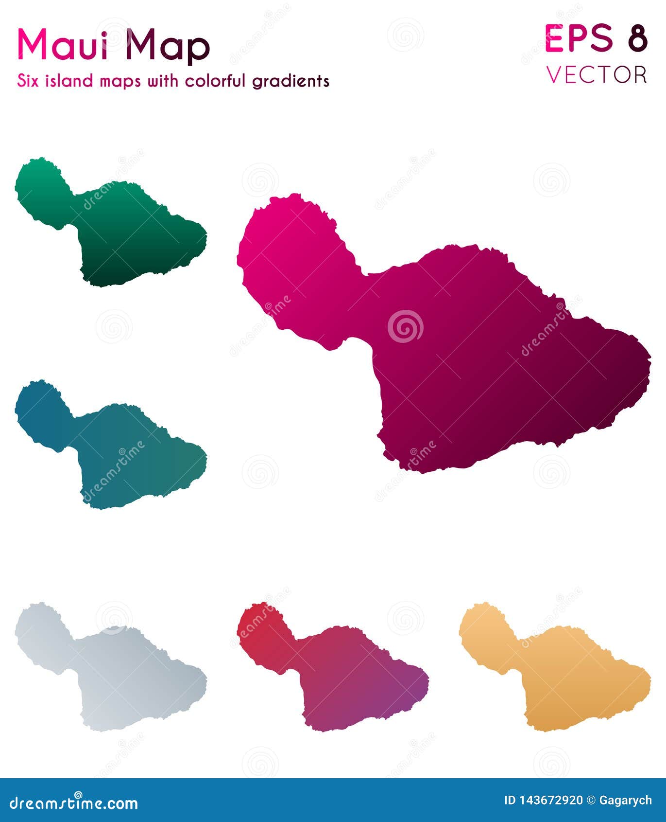 Map of Maui with Beautiful Gradients. Stock Vector - Illustration of ...