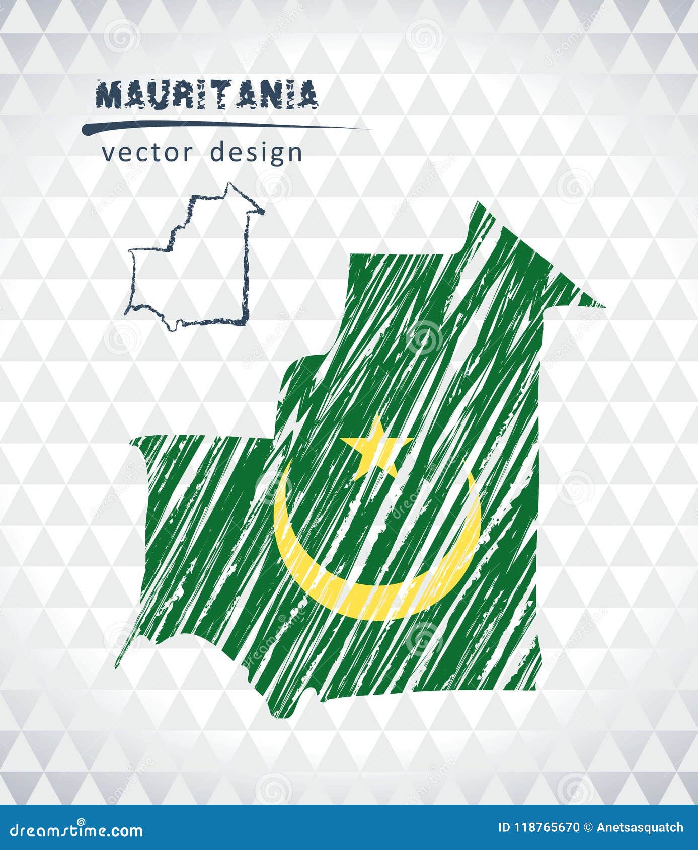 Map Of Mauritania With Hand Drawn Sketch Pen Map Inside Vector