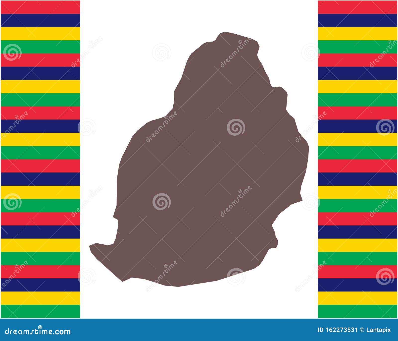 Map of Mauritius on Background with Flag Stock Vector - Illustration of ...