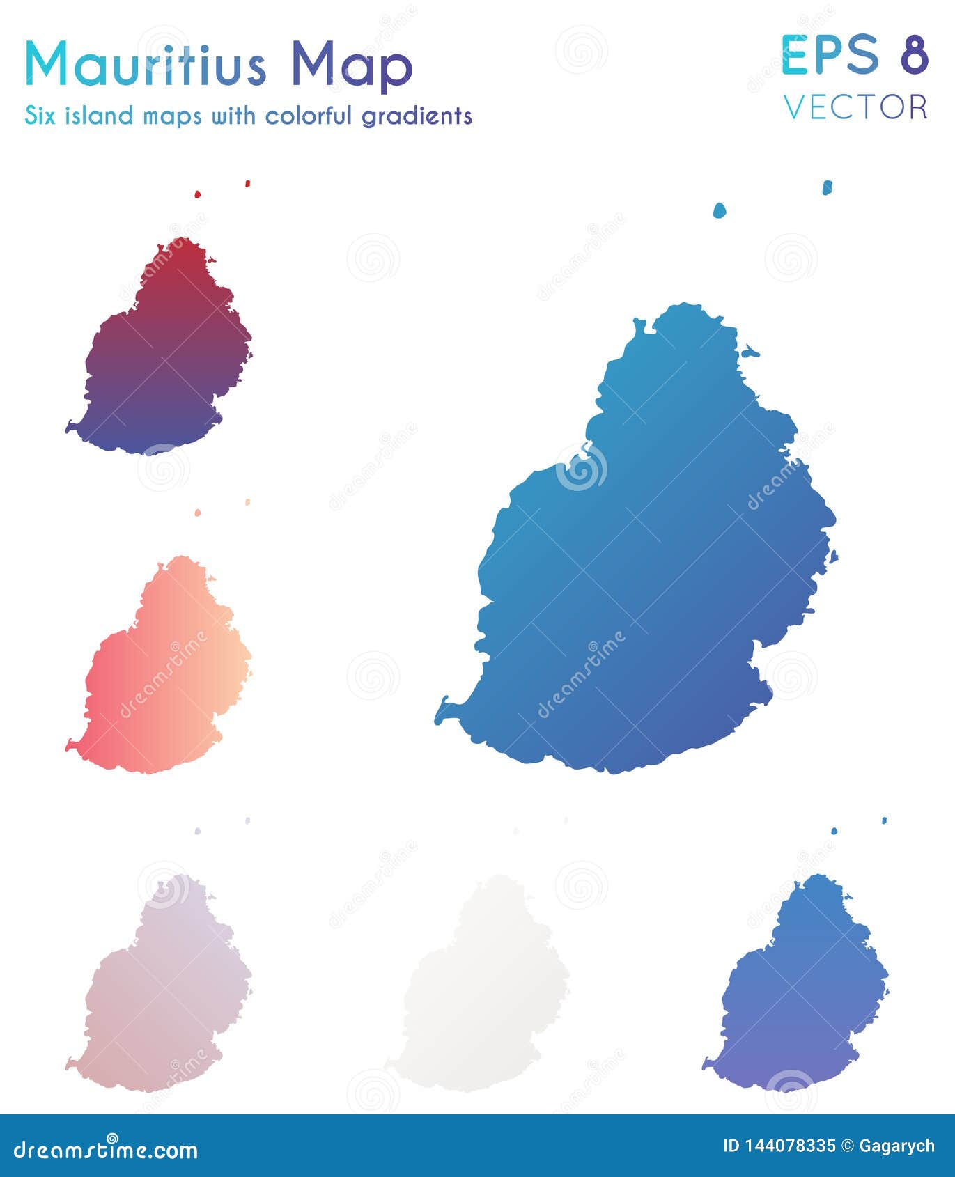 Map of Mauritius with Beautiful Gradients. Stock Vector - Illustration ...
