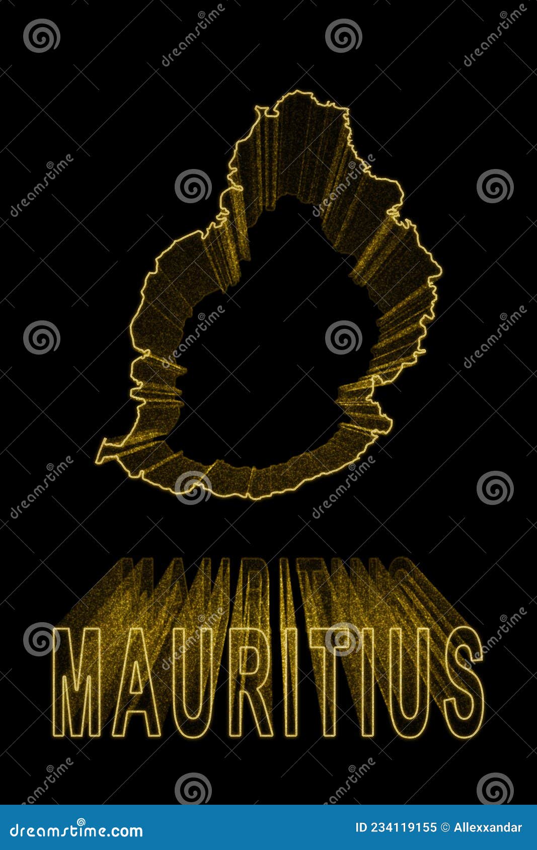 Map of Mauritius, Gold Map on Black Background Stock Illustration ...