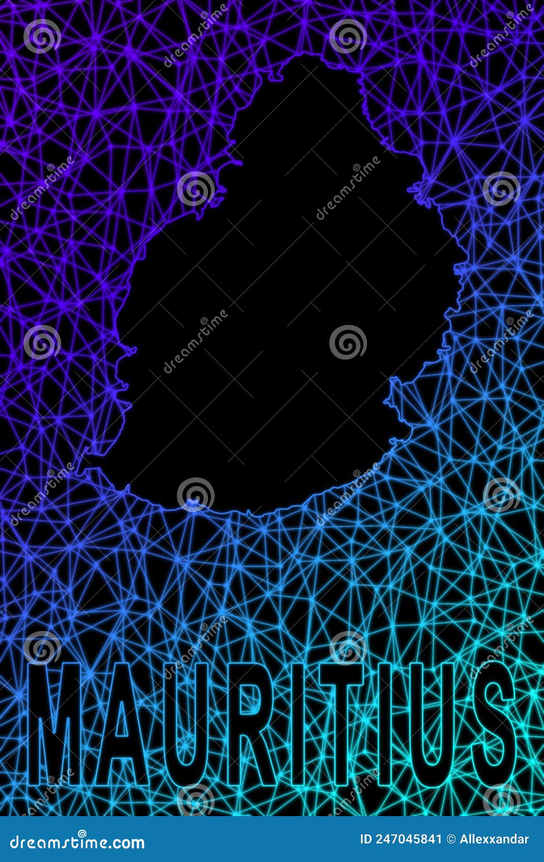 Map of Mauritius, Polygonal Mesh Line Map Stock Illustration ...