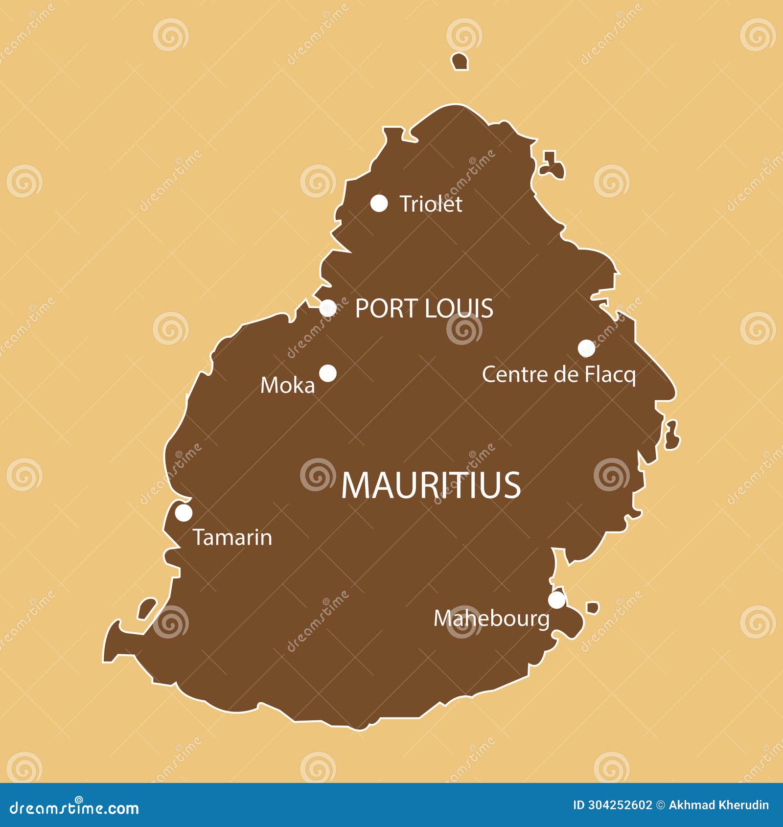 Map of mauritius stock illustration. Illustration of contour - 304252602