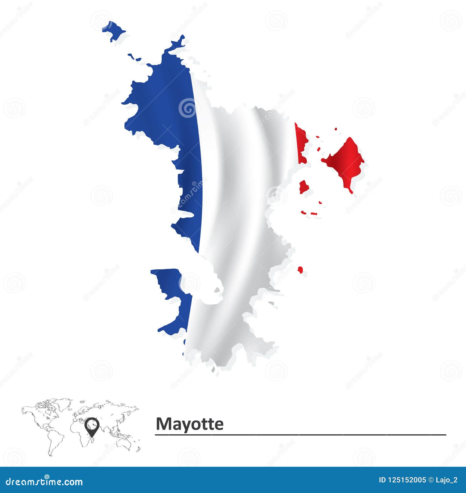 Map of Mayotte with flag stock vector. Illustration of land - 125152005