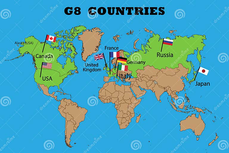 Map of Members of the G8 Group Stock Vector - Illustration of kingdom ...