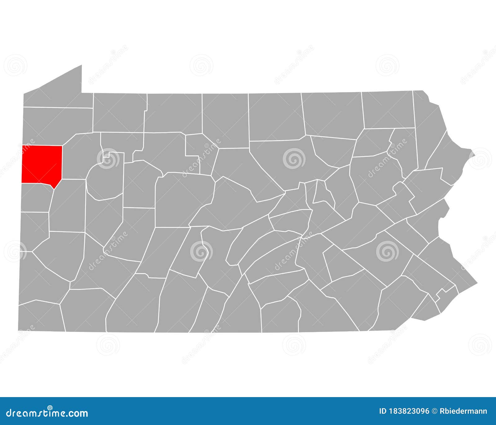 Map of Mercer in Pennsylvania Stock Vector - Illustration of contour ...