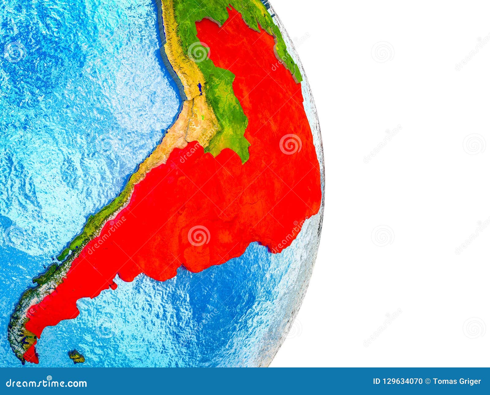 Map of Mercosur Memebers on 3D Earth Stock Illustration - Illustration ...