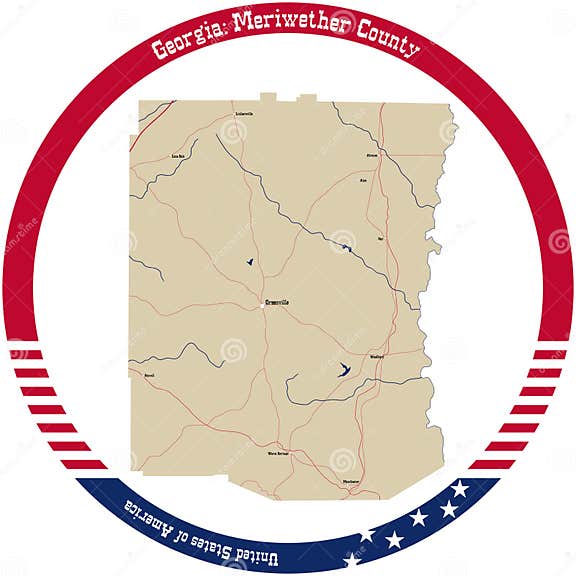 Map of Meriwether County in Georgia, USA Stock Illustration ...