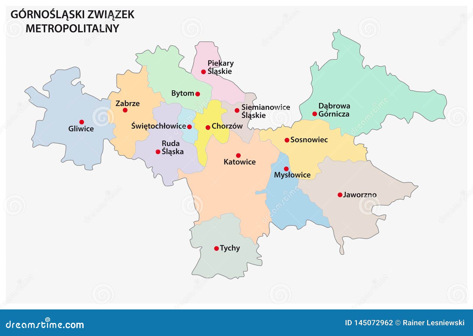 Map of the Metropolitan Association of Upper Silesia and the Dabrowa ...