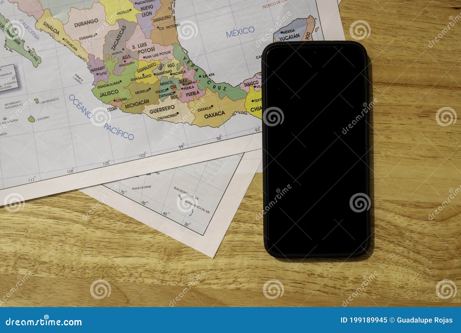 Map of the Mexican Republic with Cell Phone, Travel Concept Stock Image ...