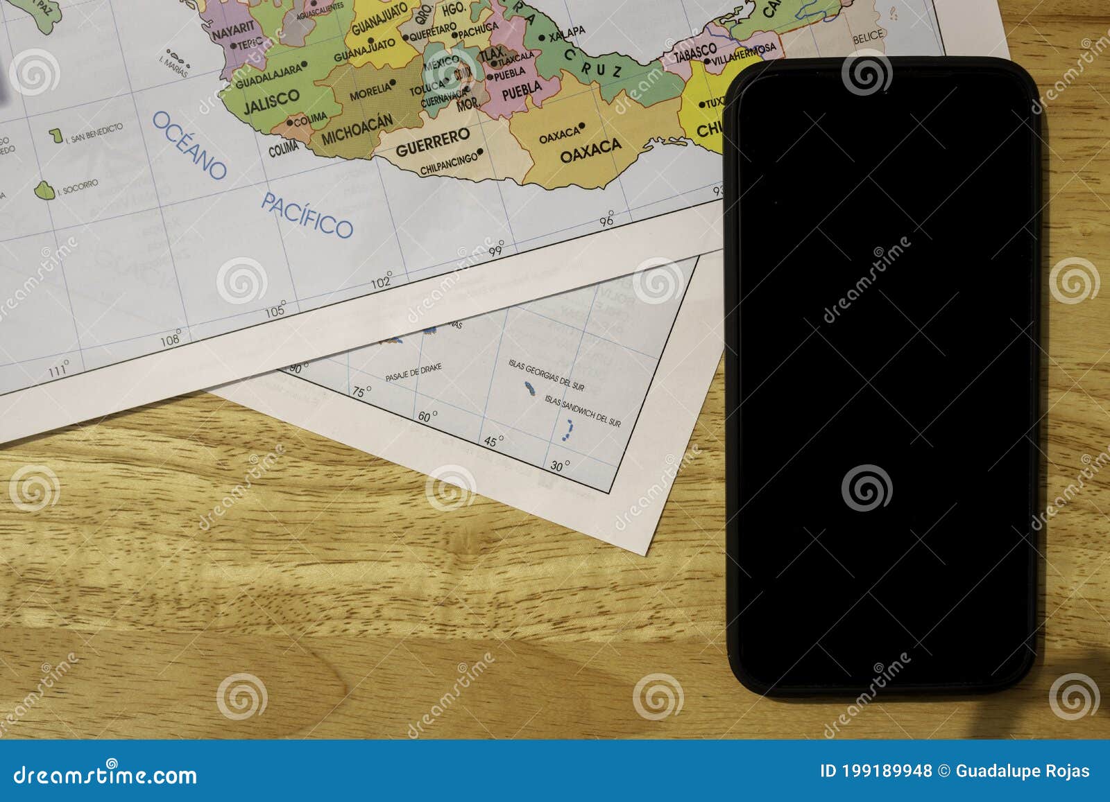 Map of the Mexican Republic with Cell Phone, Travel Concept Stock Photo ...