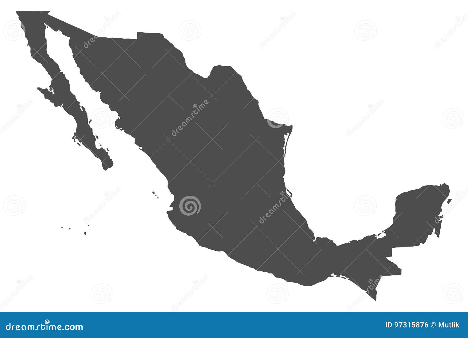 Map of Mexico stock vector. Illustration of continent - 97315876