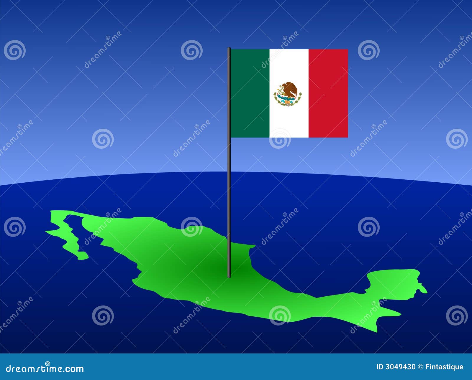 Map of Mexico with flag stock vector. Illustration of aerial - 3049430