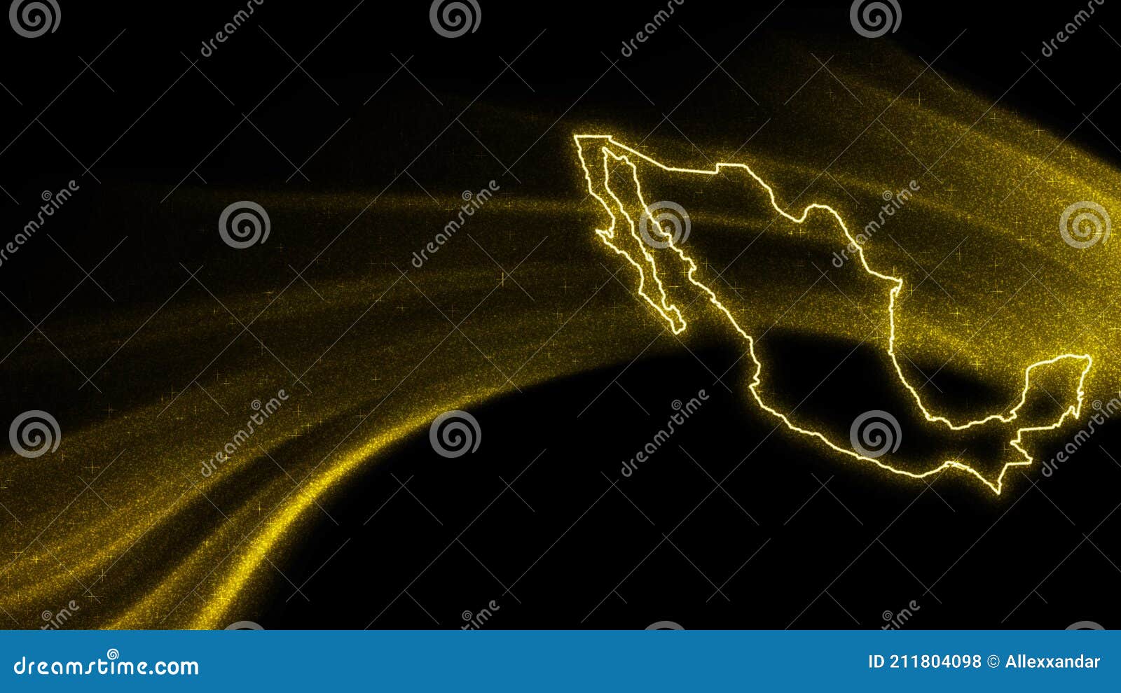 Map of Mexico, Gold Glitter Map Stock Illustration - Illustration of ...