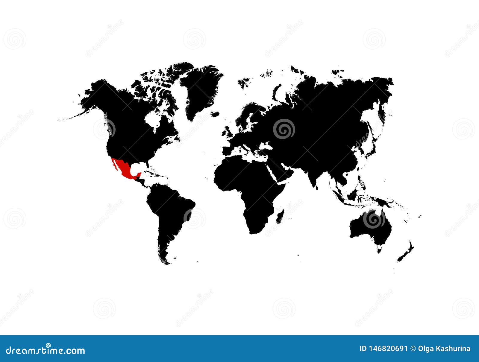 The Map of Mexico is Highlighted in Red on the World Map - Vector Stock ...