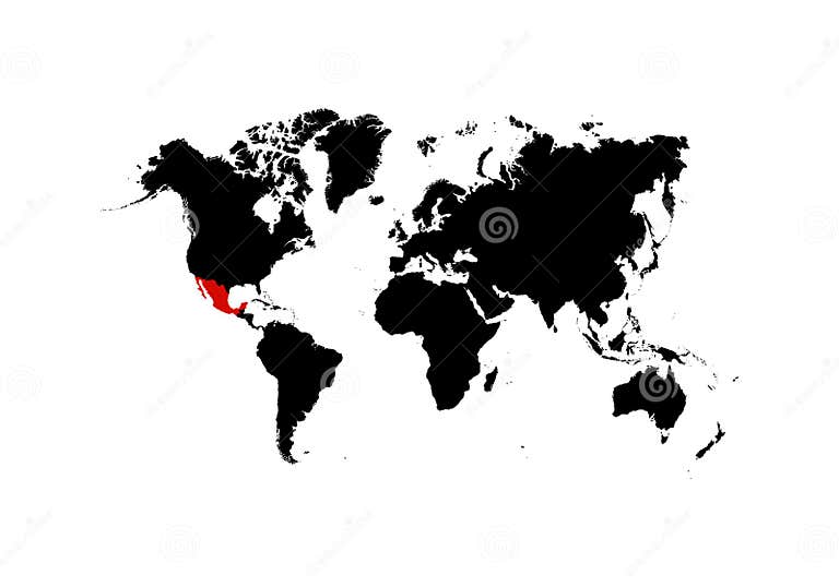 The Map of Mexico is Highlighted in Red on the World Map - Vector Stock ...