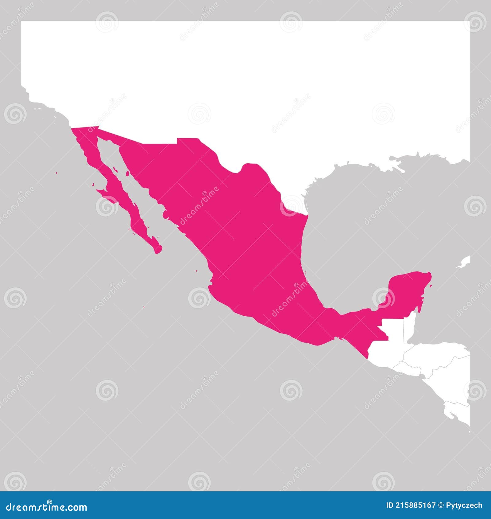 Map of Mexico Pink Highlighted with Neighbor Countries Stock Vector ...