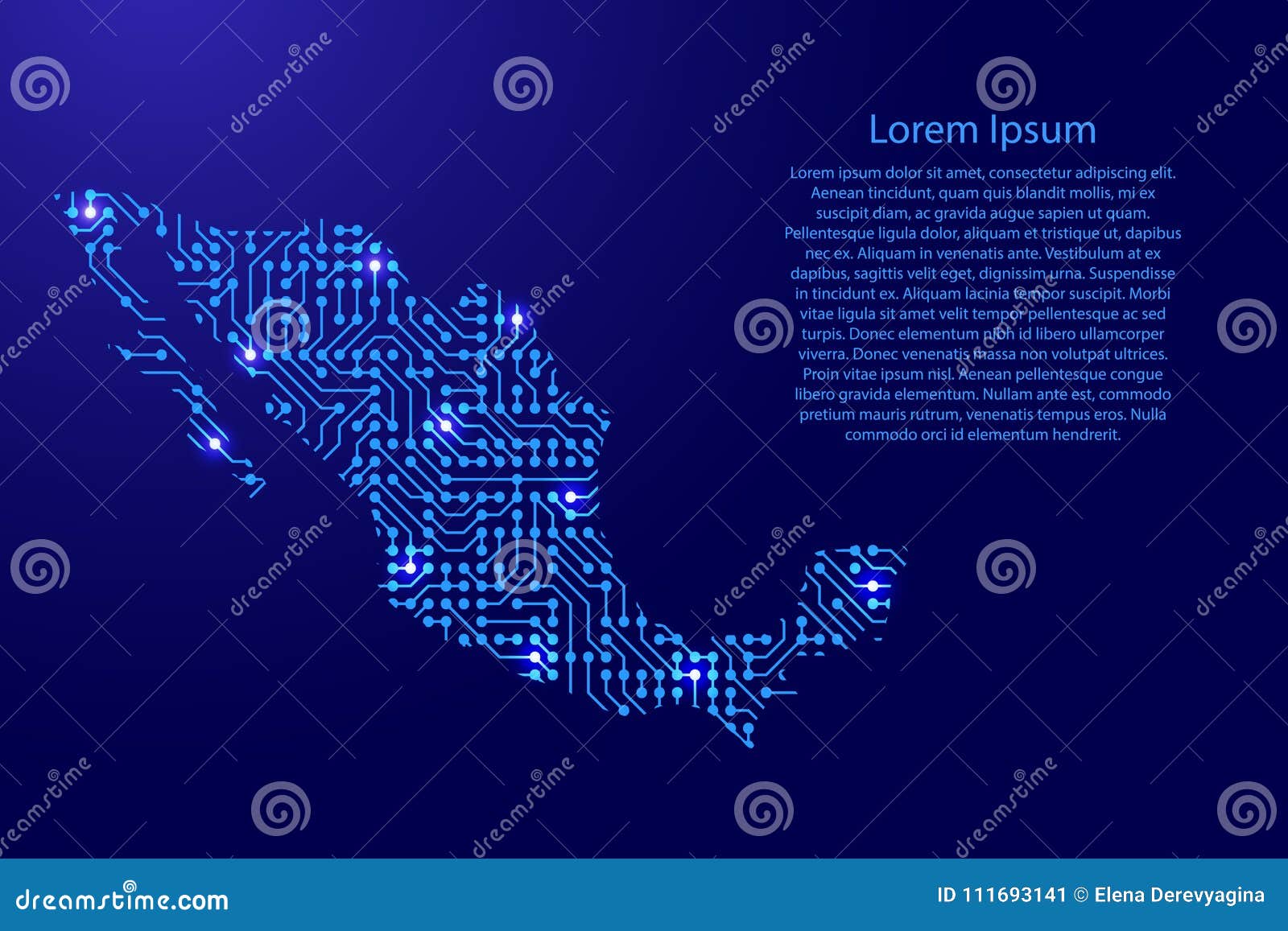Map Mexico from Printed Board, Chip and Radio Component with Blu Stock ...