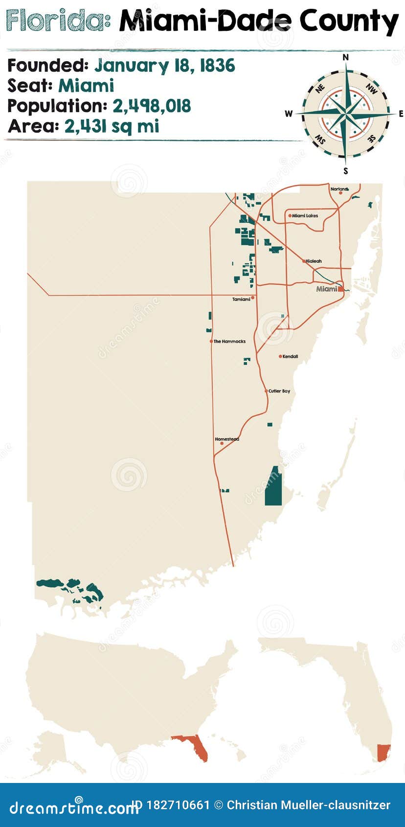 Map Of Dade County In Georgia State On White Background. Single County ...