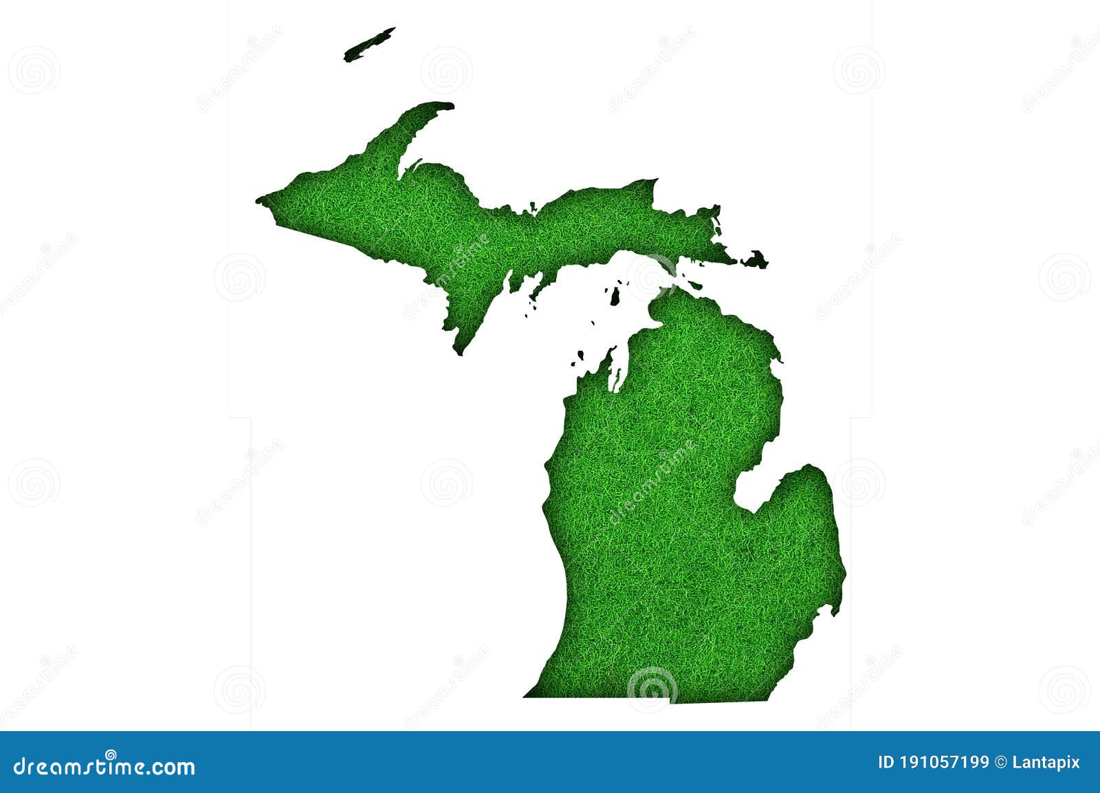 Map of Michigan on Green Felt Stock Illustration - Illustration of ...
